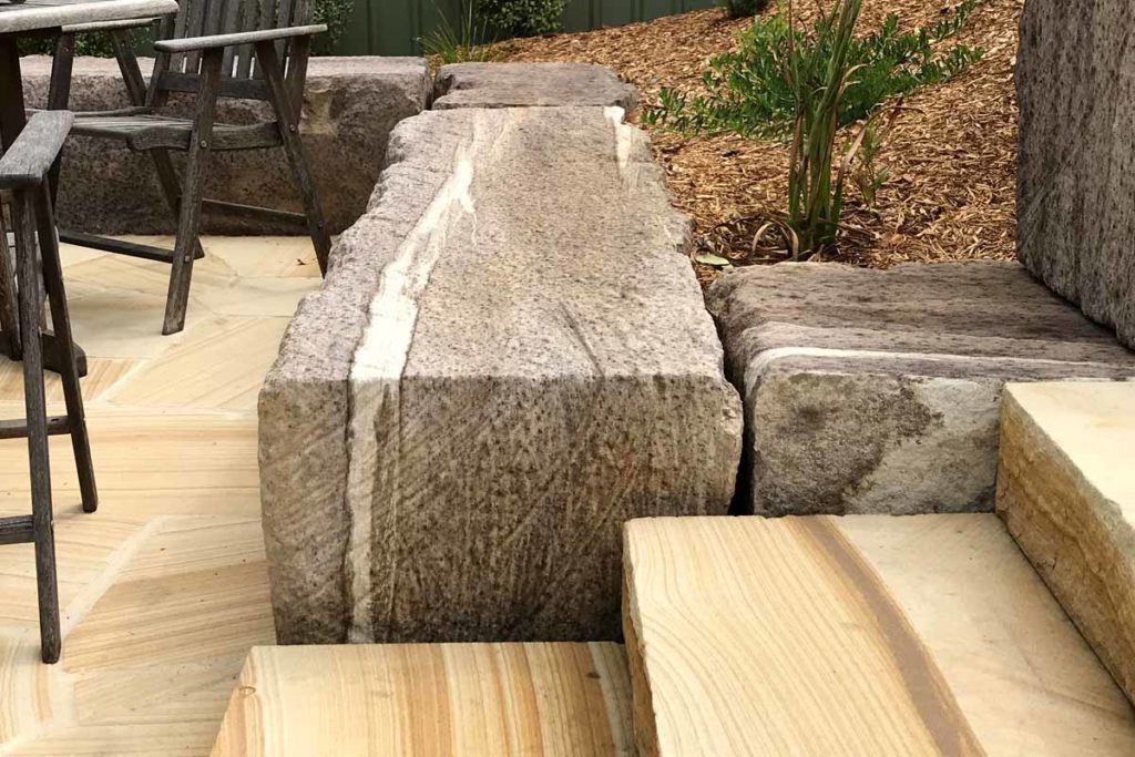 Sandstone Log Retaining Walls | The Landscaped Garden